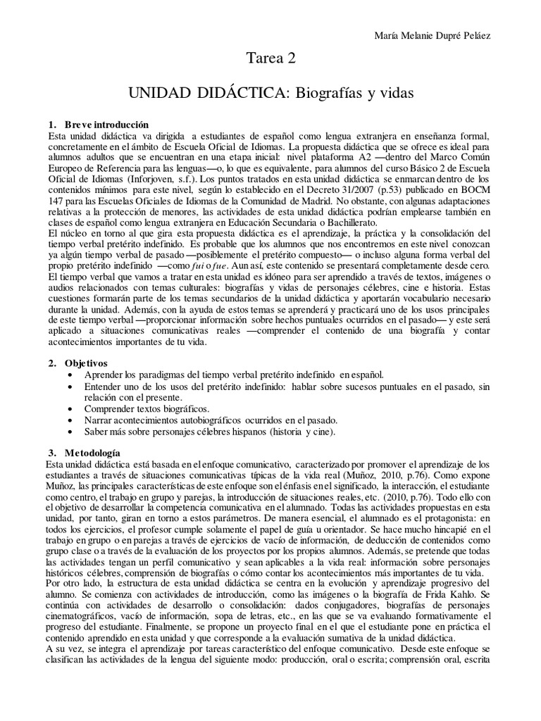 Aprender Pretérito Indefinido: Biografías | PDF | Verbo | Aprendizaje