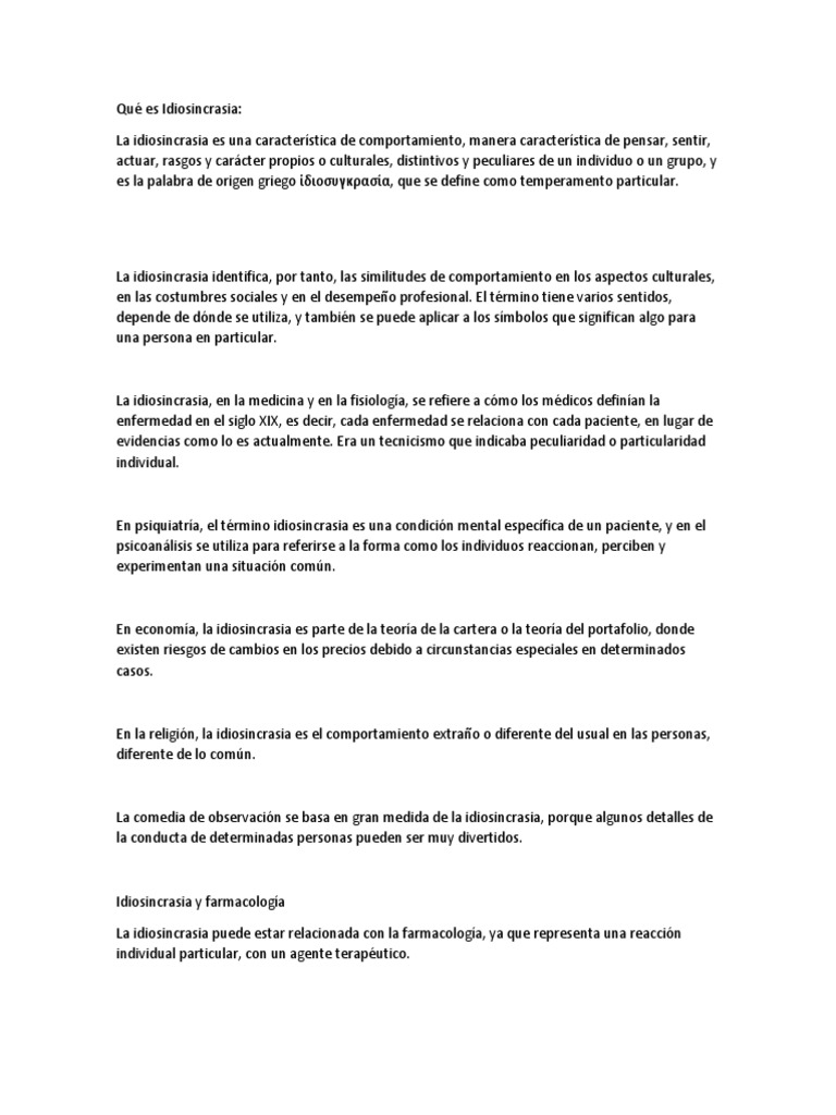 Qué Es Idiosincrasia | PDF