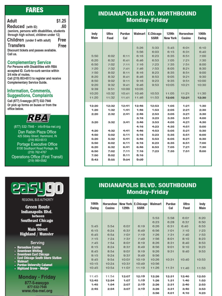 RBA Green Route Fares and Schedule | PDF | Bus Transport | Public Transport