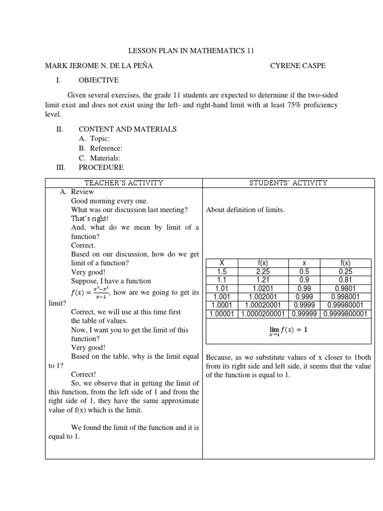 Lesson Plan in Mathematics 11 | Download Free PDF | Function ...