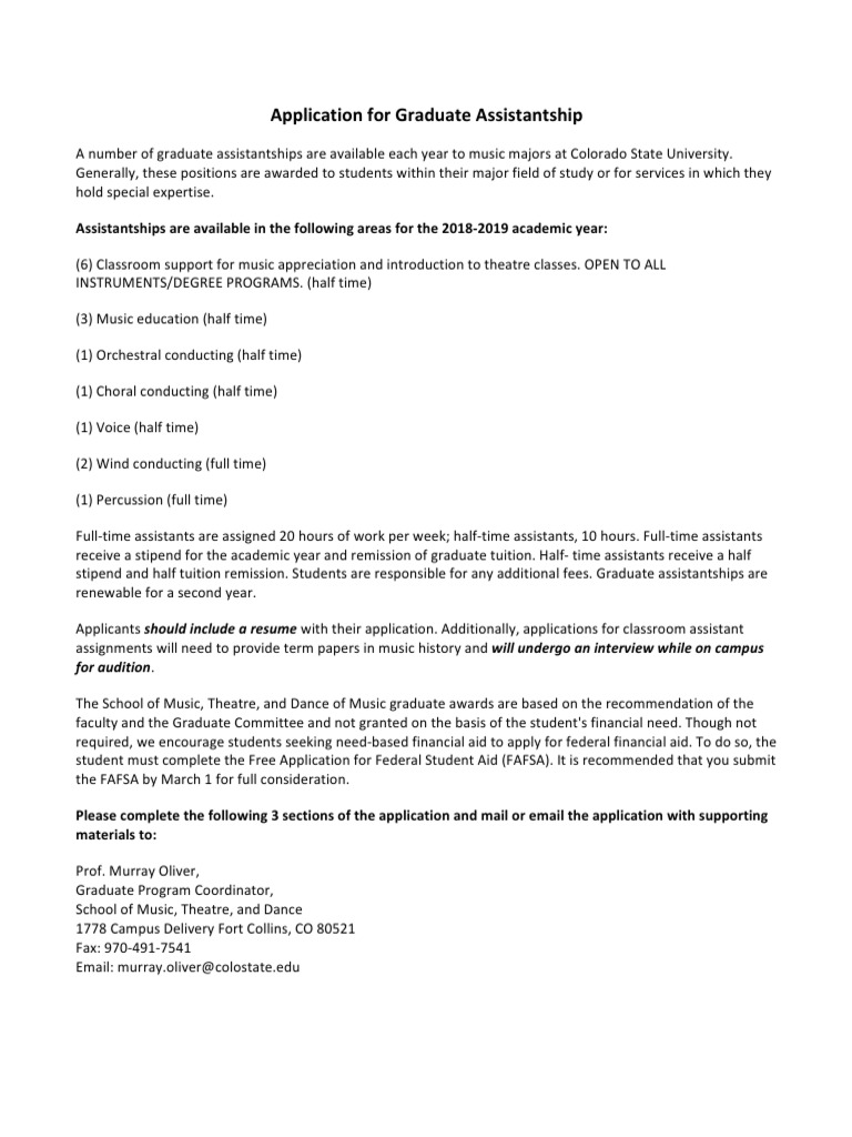 Application For Graduate Assistantship 2018 19 | PDF | Academia | Students