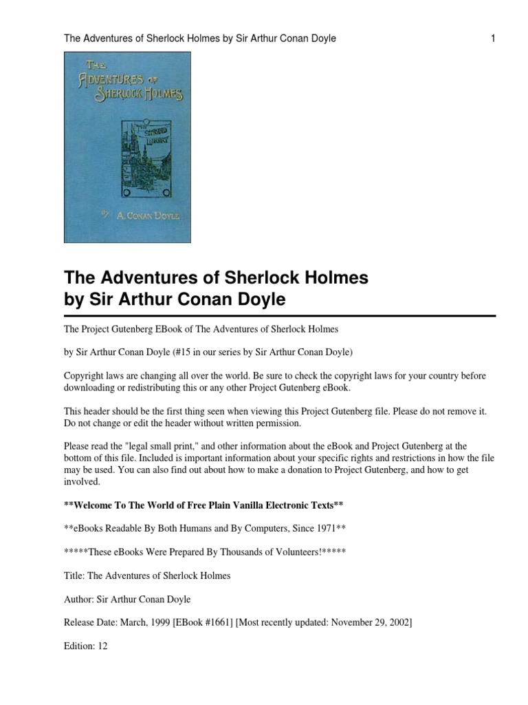 The Adventures of Sherlock Holmes | Download Free PDF | A Scandal In ...