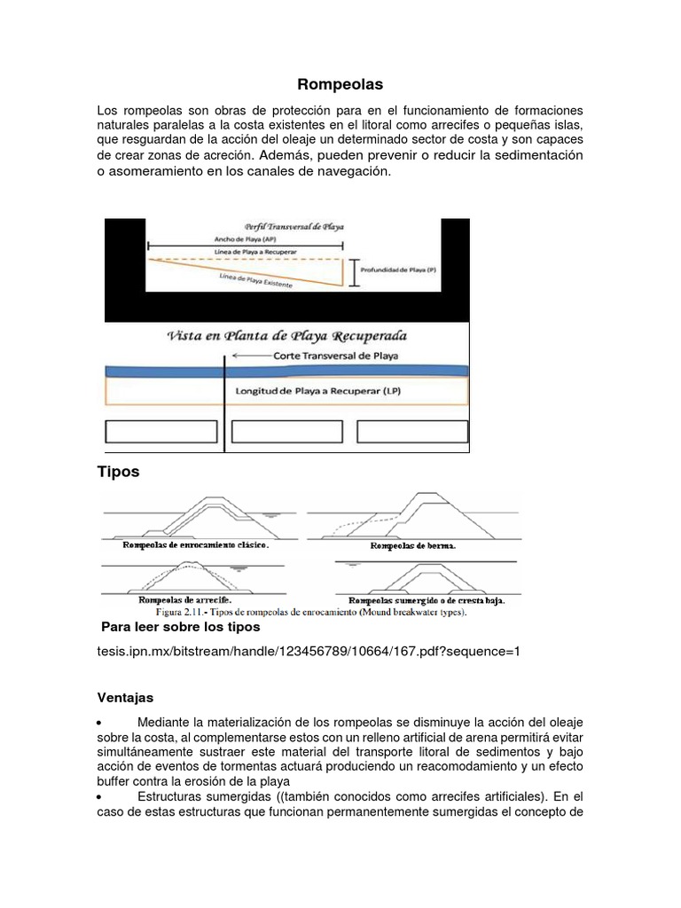 Tipos y diseño de rompeolas | PDF | Costa | Zona litoral