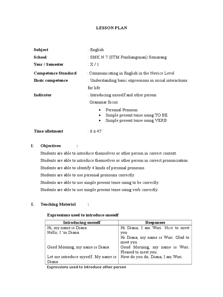 Lesson Plan X Tkb2 | PDF | Teachers | Verb