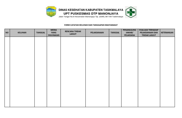 Form Catatan Keluhan Dan Tanggapan Masyarakat | PDF