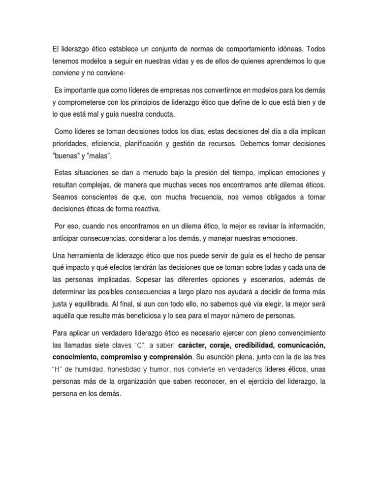 Las 7c Liderazgo | PDF | Liderazgo | Toma de decisiones