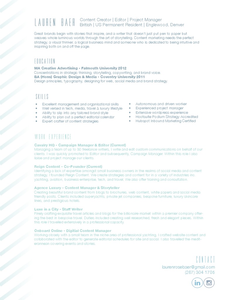 Lauren Resumé | PDF | Editing | Brand