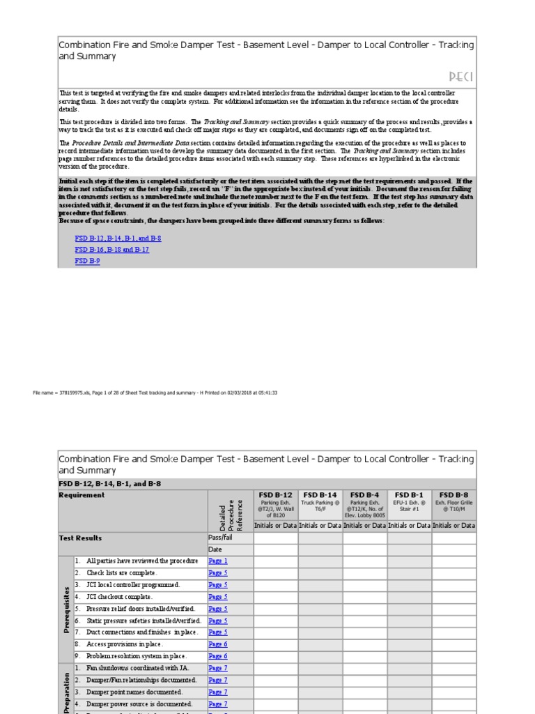 Combination Fire and Smoke Damper Test - Basement Level - Damper To ...