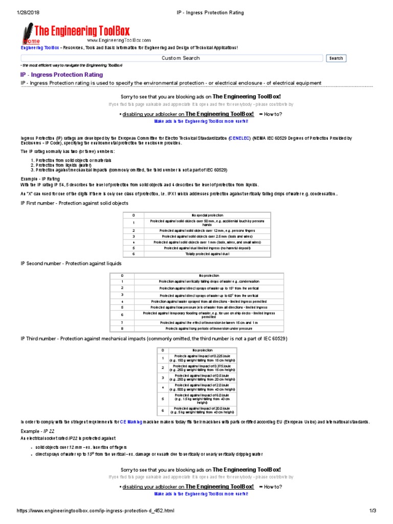 IP - Ingress Protection Rating | PDF | Engineering | Electrical Engineering