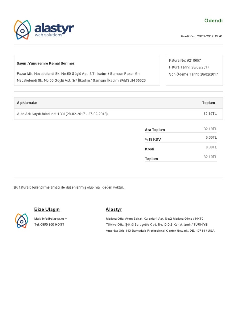 Alastyr Fatura | PDF