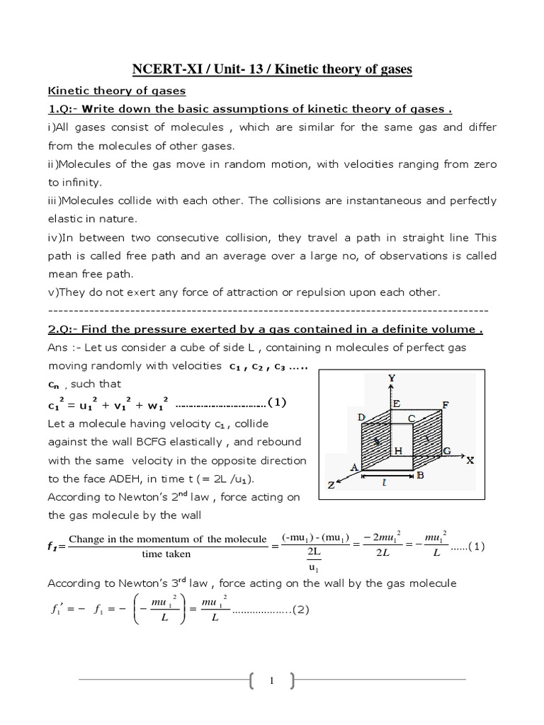 Tridib's Physics Tutorials: NCERT-XI / Unit-13 / Kinetic Theory of Gases | PDF | Heat Capacity ...