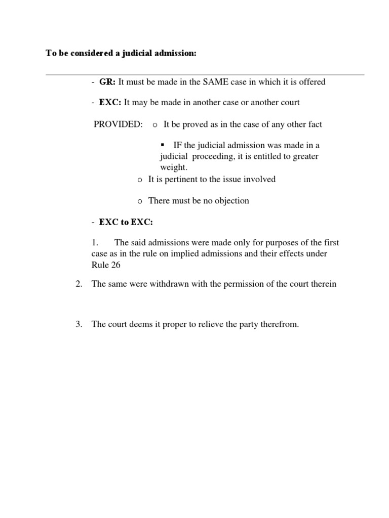 To Be Considered A Judicial Admission | PDF