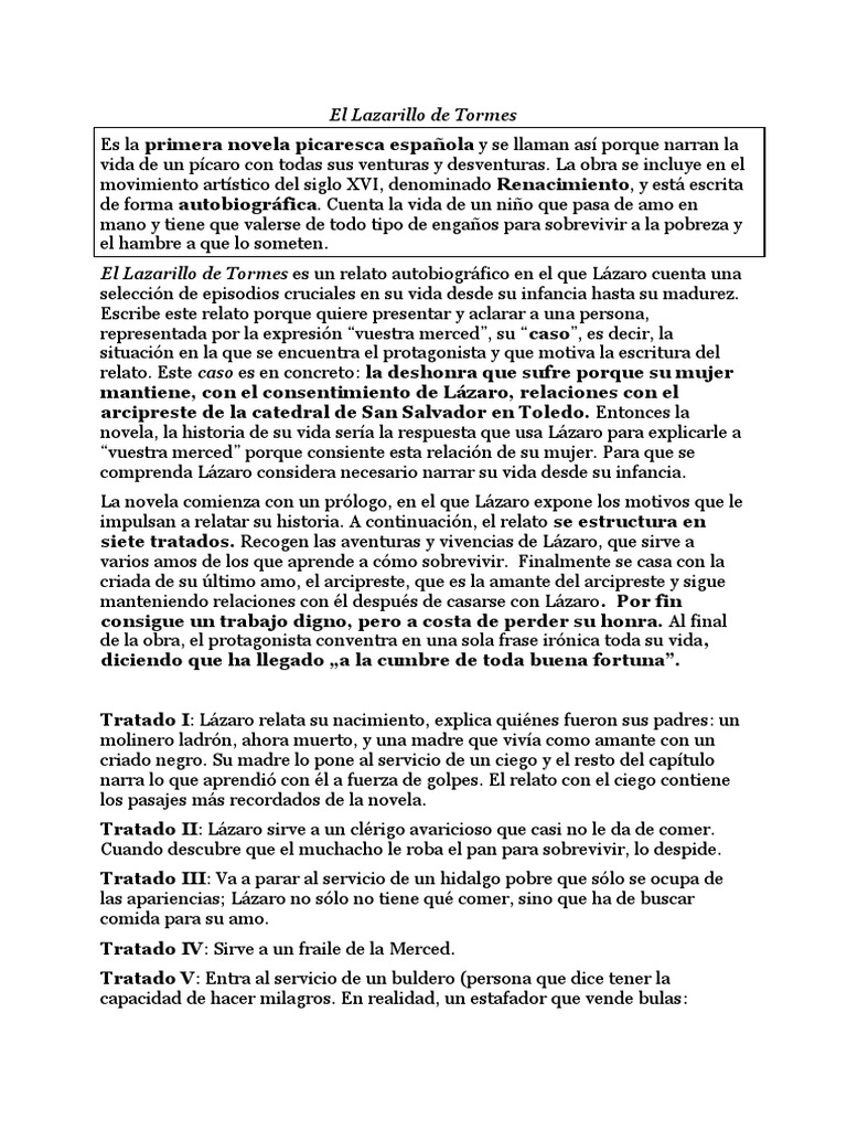 Análisis de La Obra Lazarillo de Tormes | PDF | Novelas
