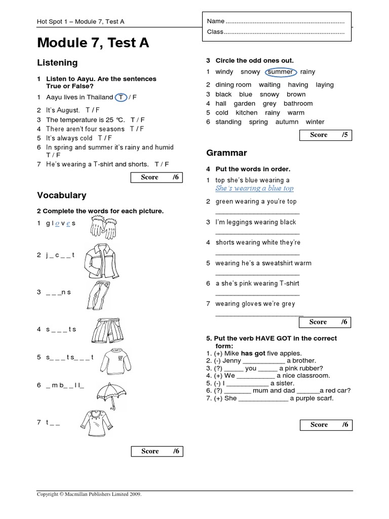 Module 7 Tests A and B Plus Answer Key | PDF | Clothing | Softlines ...