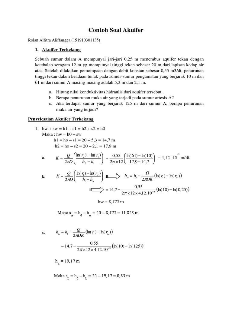 Contoh Soal Akuifer | PDF