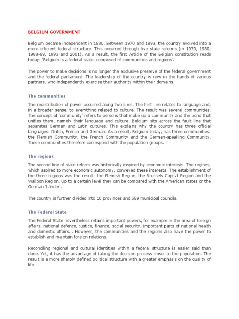 Belgium Government: The Communities | PDF | Belgium | Brussels