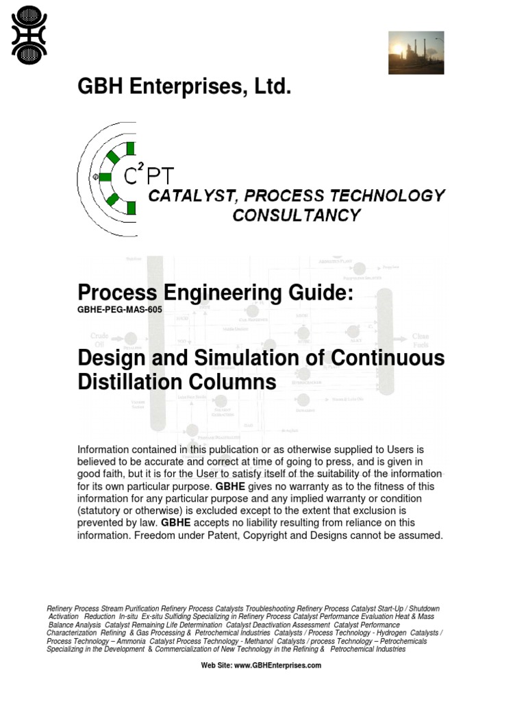Design and Simulation of Continuous Distillation Columns PDF | PDF ...