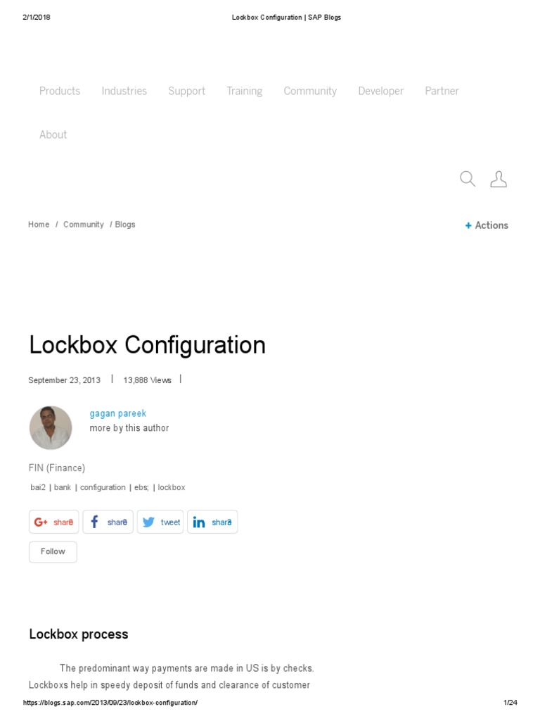 Lockbox Configuration - SAP Blogs | PDF | Cheque | Invoice