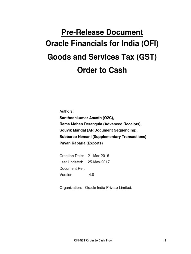 GST Functional O2C Flow Phase1 2 | PDF | Debits And Credits | Invoice