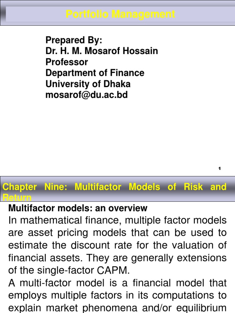Chapter - 9 Multifactor Models | PDF | Capital Asset Pricing Model ...