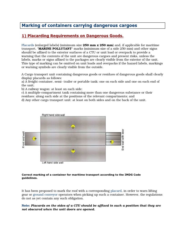 Marking of Containers Carrying Dangerous Cargoes | PDF | Dangerous ...