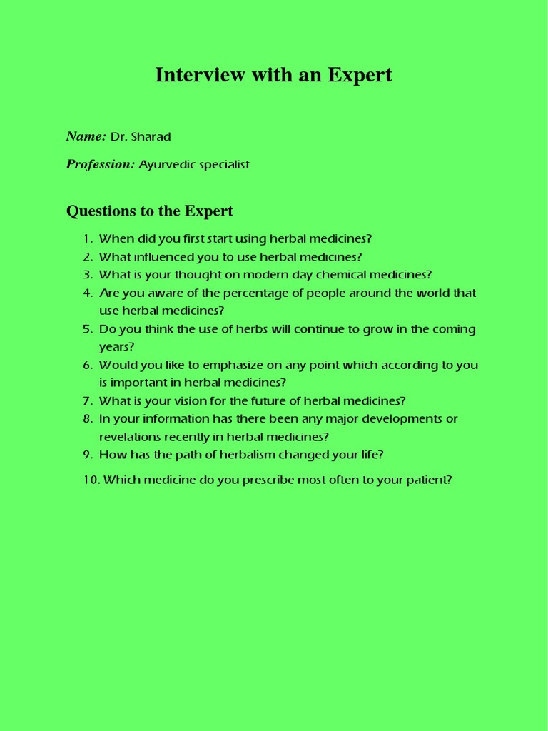 Expert Interview Questionnaire | PDF
