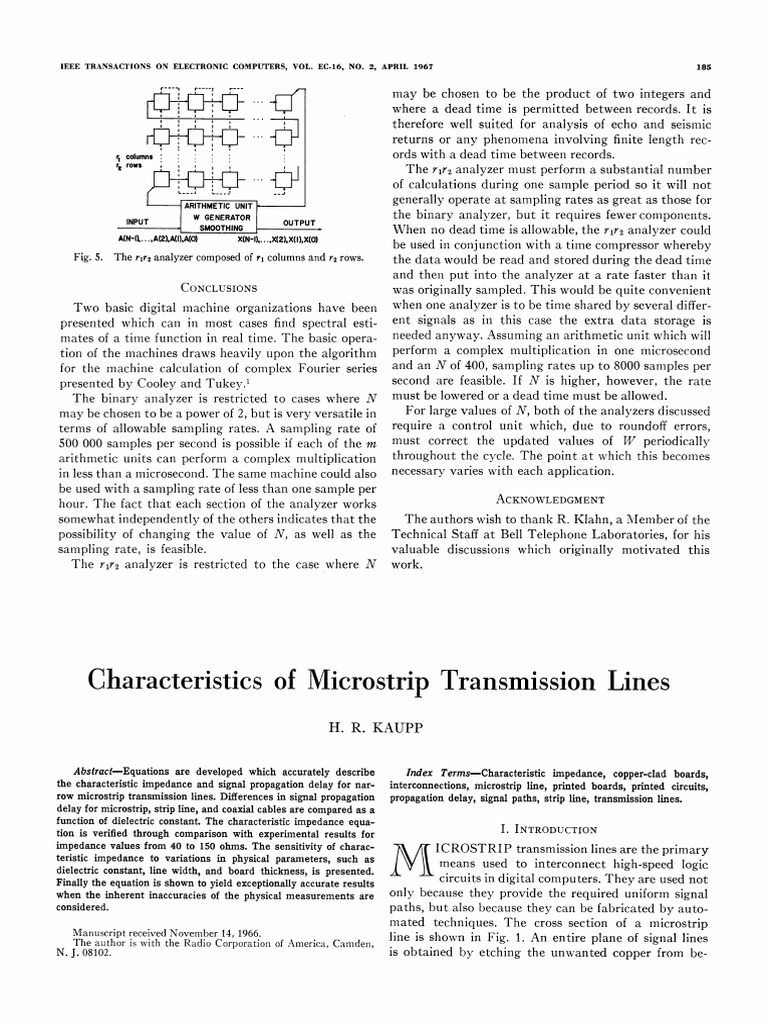 Characteristics of Microstrip Transmission Lines: Equations for ...