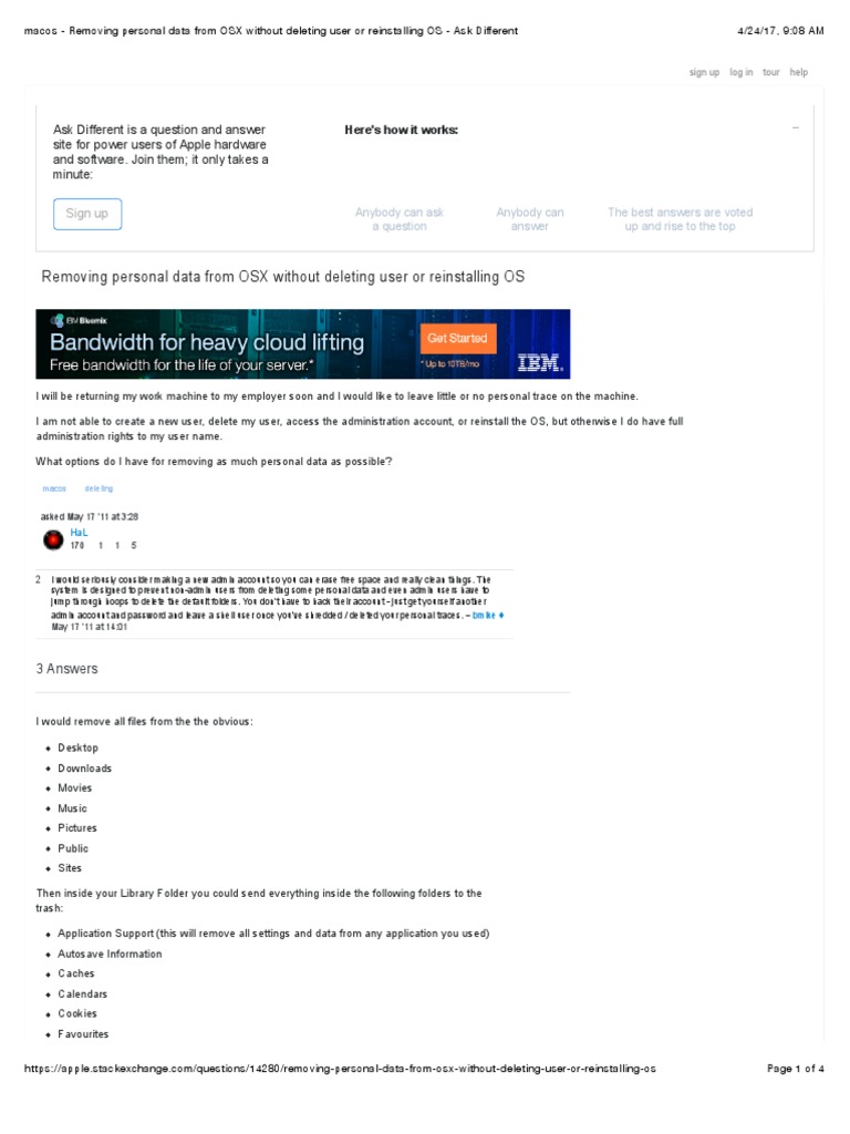Macos Removing Personal Data From Osx Without Deleting User Or Reinstalling Os Ask Different