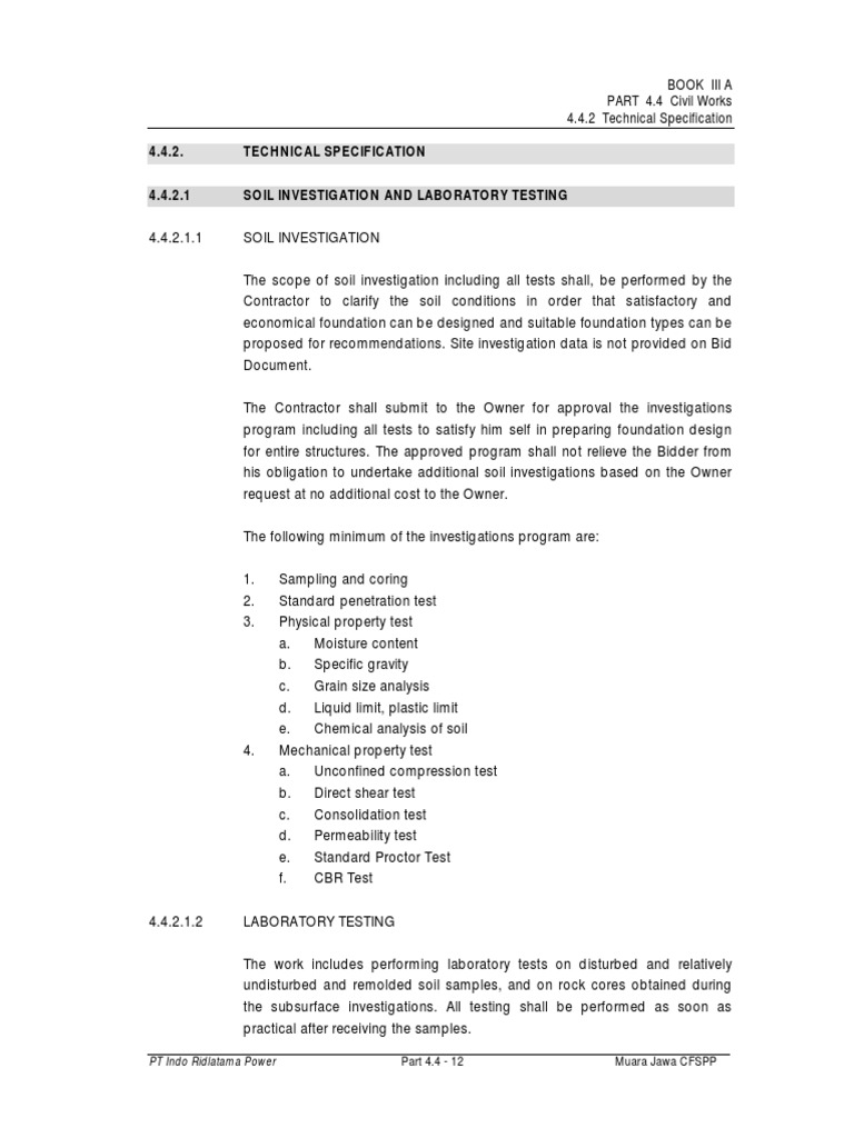 4.4.2 Technical Specification | PDF | Deep Foundation | Concrete