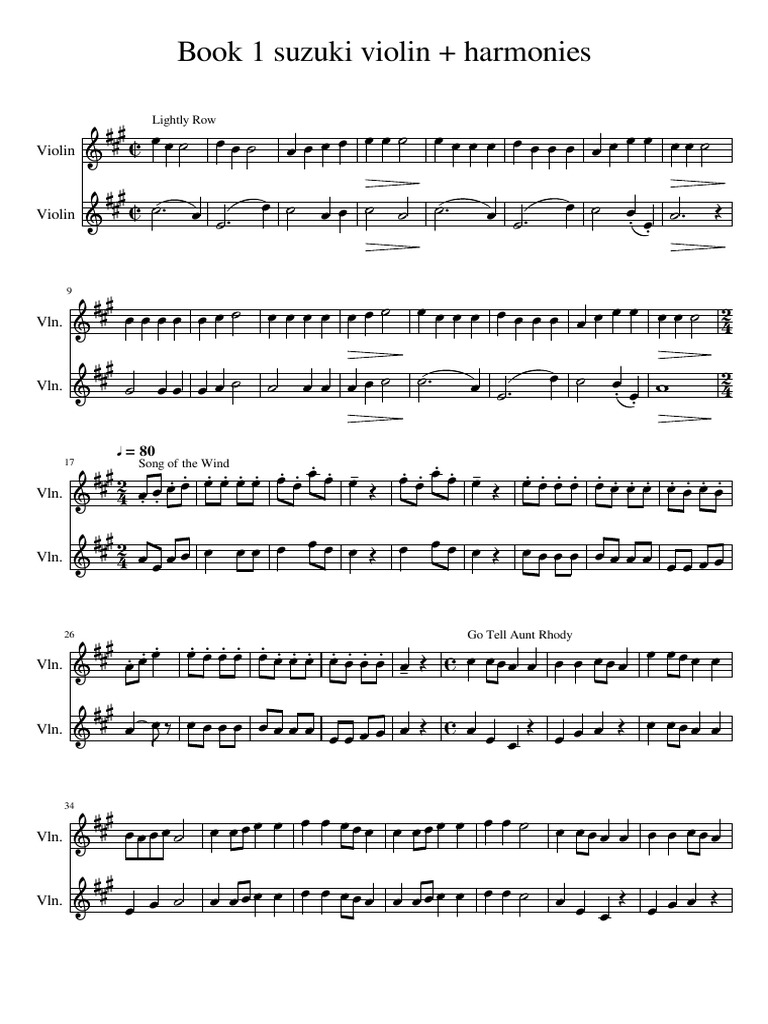 Book 1 Suzuki Violin Harmonies | PDF | Classical Music | Leisure