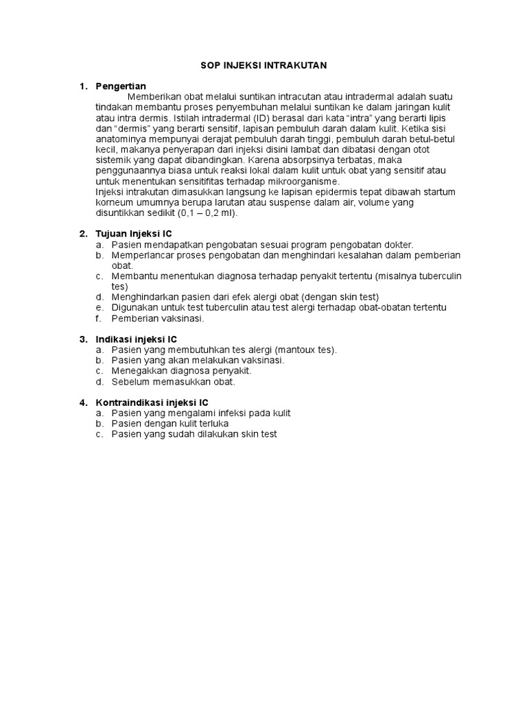 SOP Injeksi Intradermal | PDF