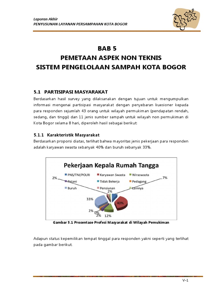 Bab V Pemetaan Aspek Non Teknis Sistem Pengelolaan Sampah Kota Bogor PDF | PDF
