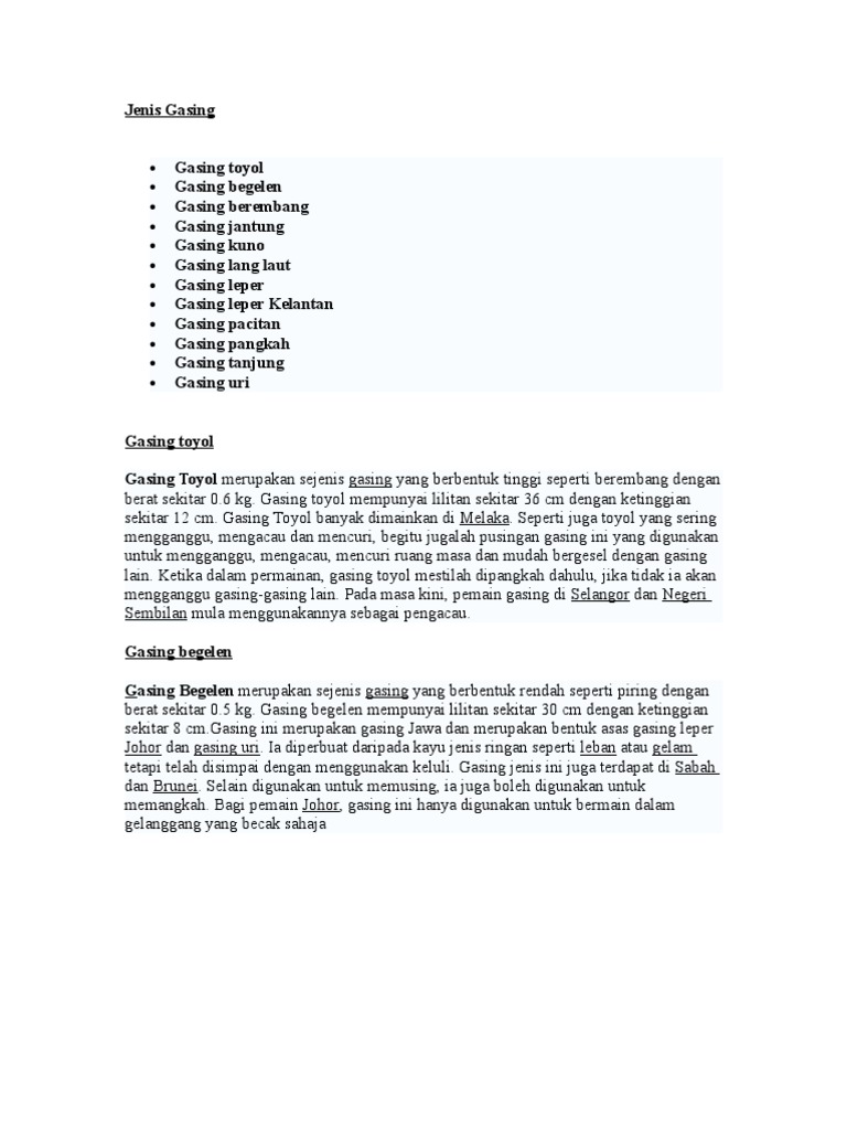 Jenis Gasing | PDF
