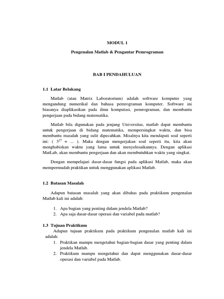 Matlab Modul 1 | PDF