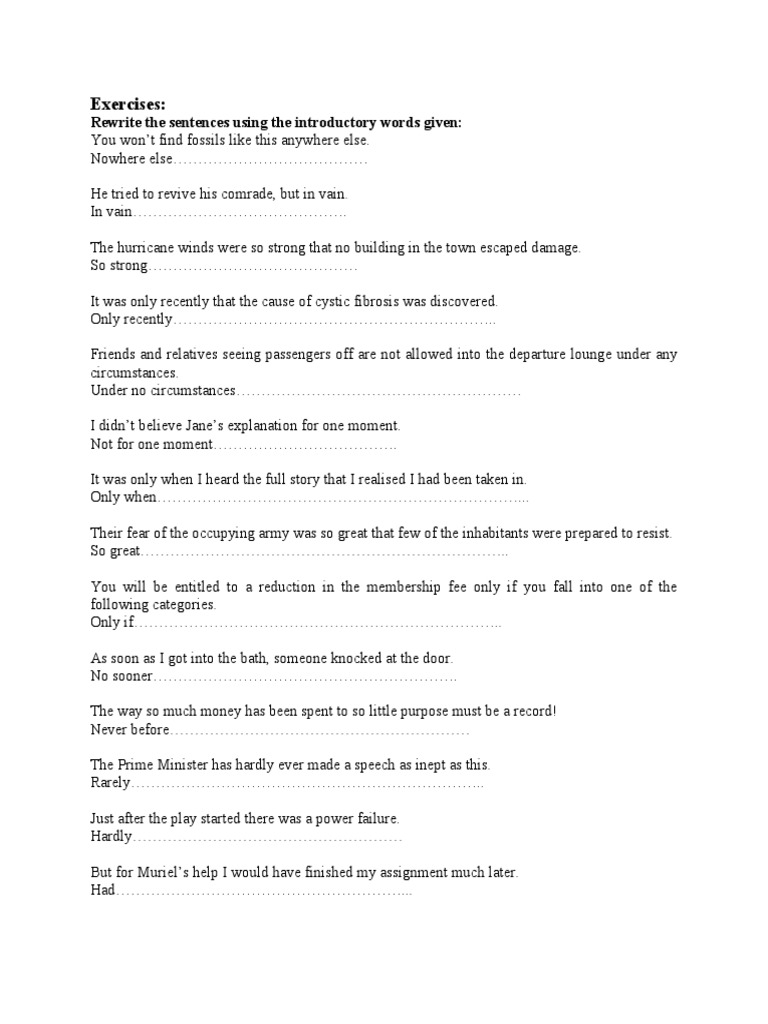 Syntactic Inversion Exercises | PDF