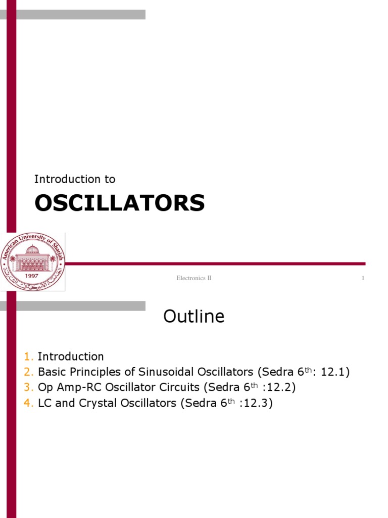 Topic 6a Oscillators PDF | PDF | Electronic Oscillator | Feedback