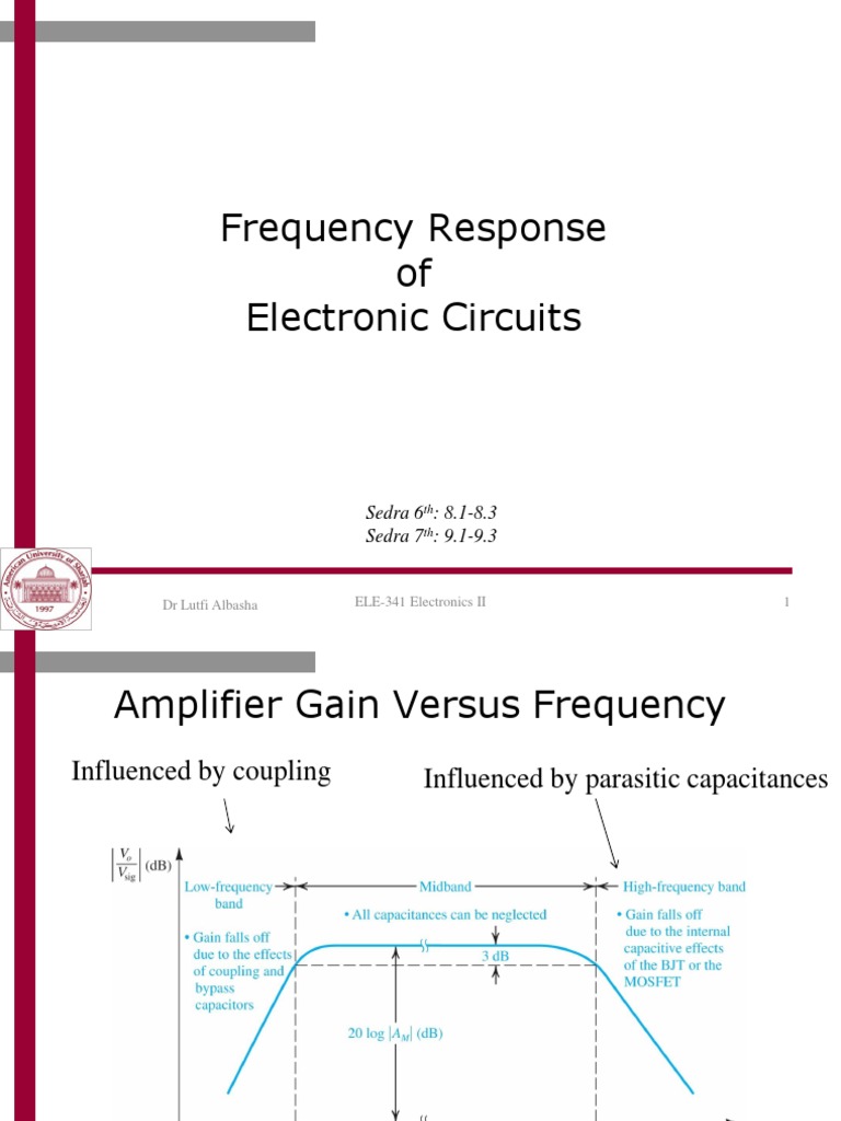 Frequency Response of Electronic Circuits: Sedra 6: 8.1-8.3 Sedra 7: 9 ...
