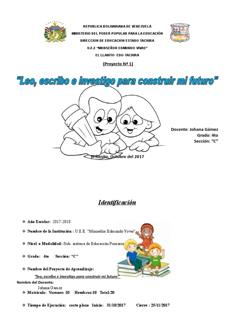 Proyecto de Lecto Escritura 4to C Nuevo..listo | PDF | Lectura (proceso ...