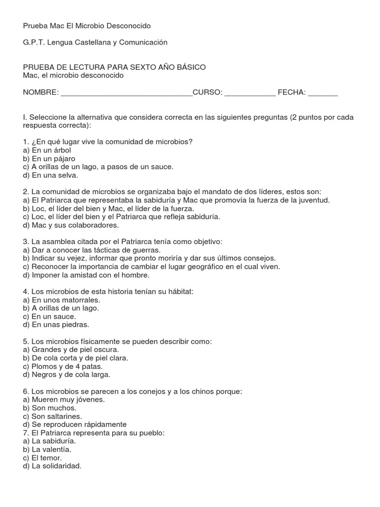 Prueba2 Mac El Microbio | PDF | Medicina | Salud y bienestar