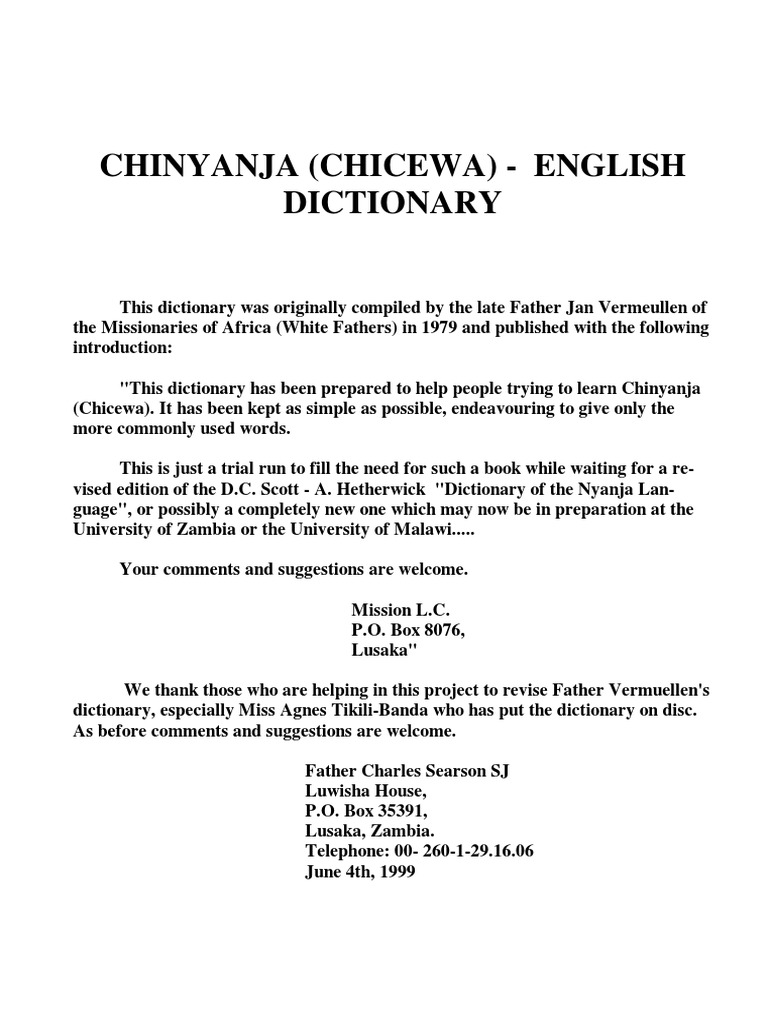 (Chinyanja) Chewa - English Dictionaryvermeullen PDF | PDF | Nature