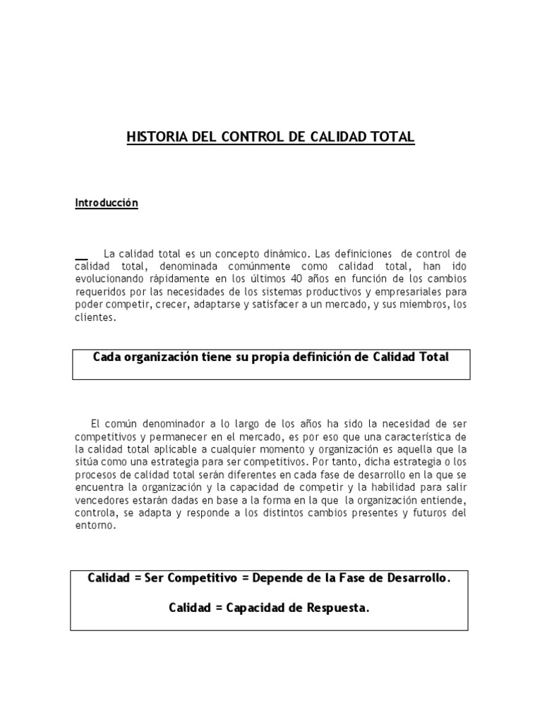 Historia Del Control de Calidad PDF | PDF | Calidad (comercial ...