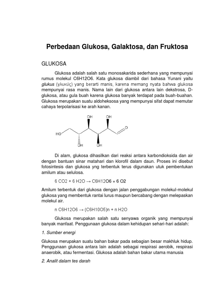 Perbandingan Glukosa, Galaktosa, Fruktosa | PDF