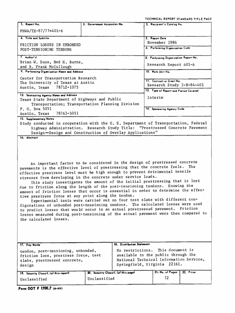 Form Dot F: Cof U. (Of | Download Free PDF | Prestressed Concrete ...