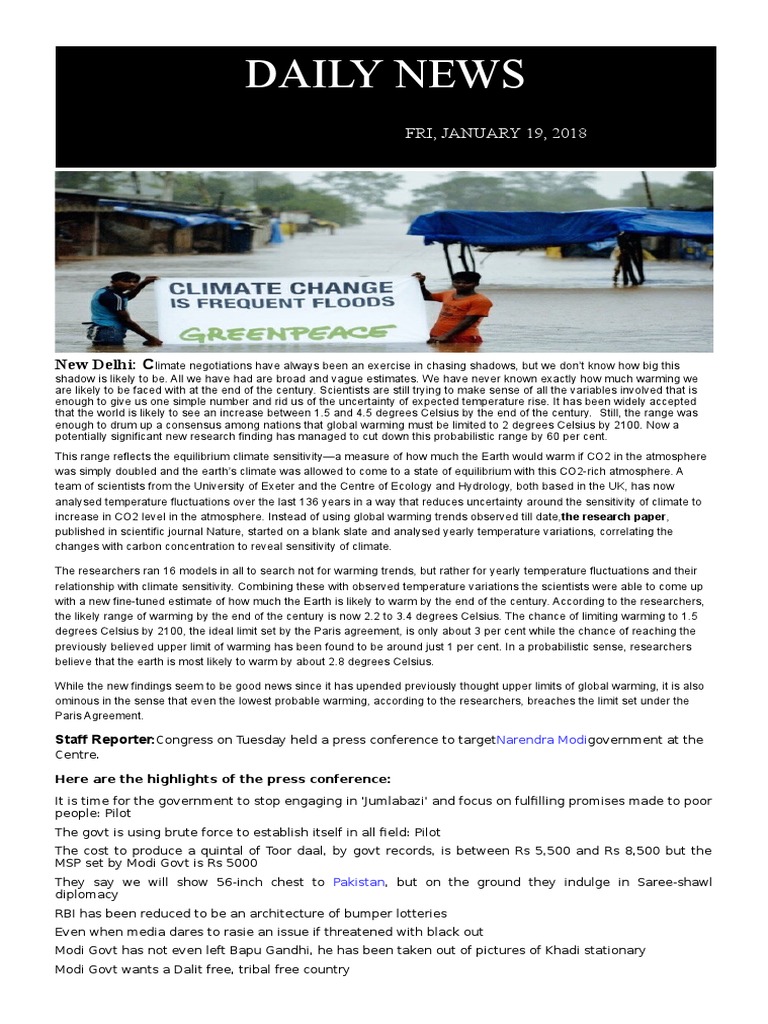 Daily News | PDF | Global Warming | Nature