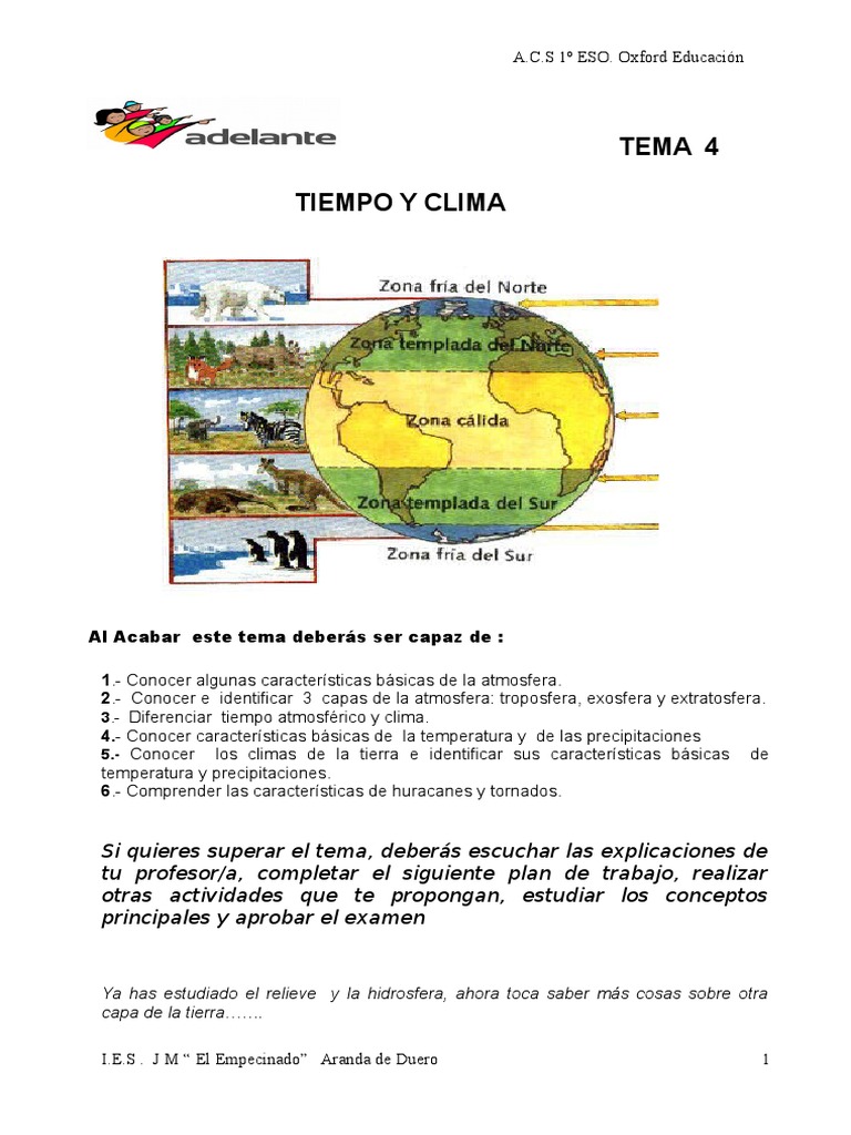 A.C.S. Tema 4. Tiempo y Clima | PDF | Clima | Lluvia