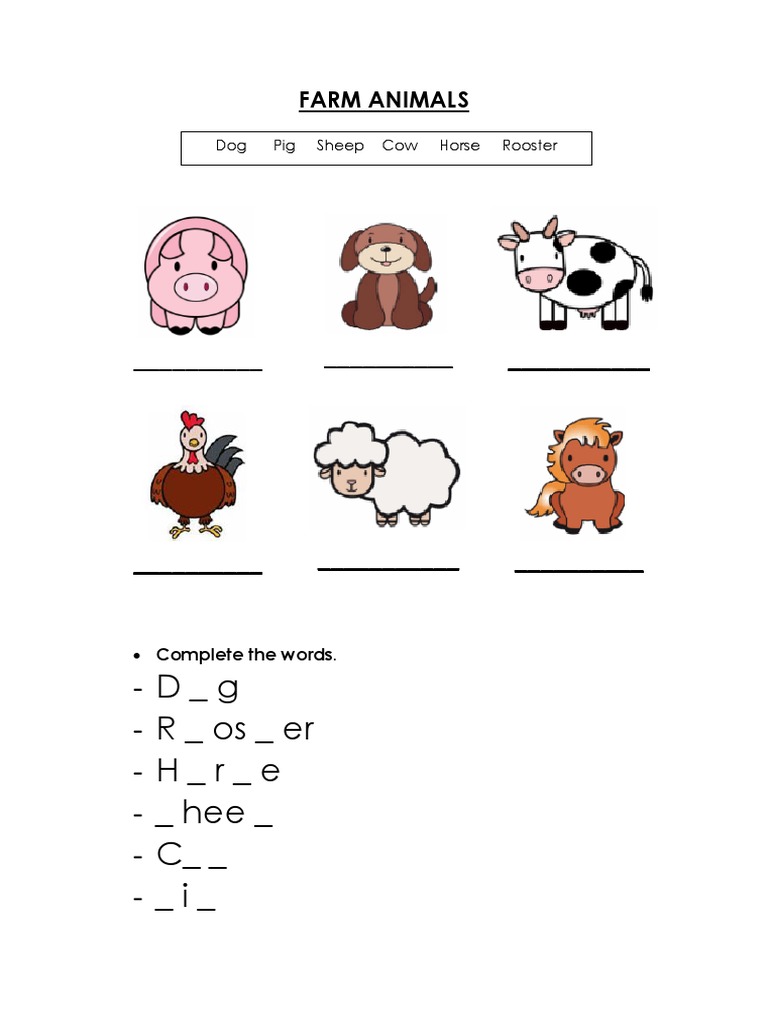 Farm Animals-Write Names | PDF