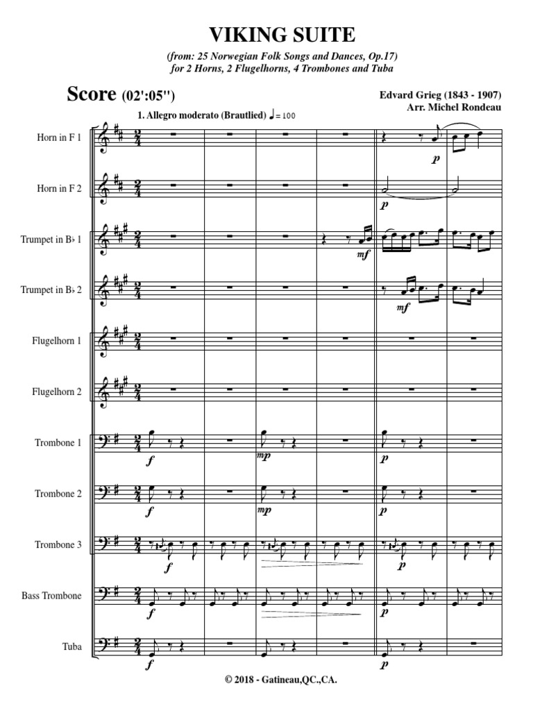 Viking Suite: (From: 25 Norwegian Folk Songs and Dances, Op.17) For 2 ...