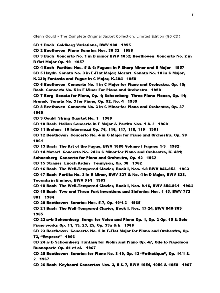 Glenn Gould Collection | PDF | Jazz Music | The Well Tempered Clavier