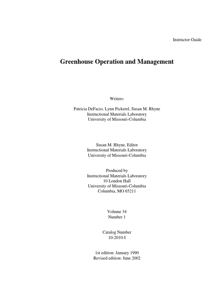 Greenhouse Operation and Management Guide | PDF | Greenhouse | Pesticide