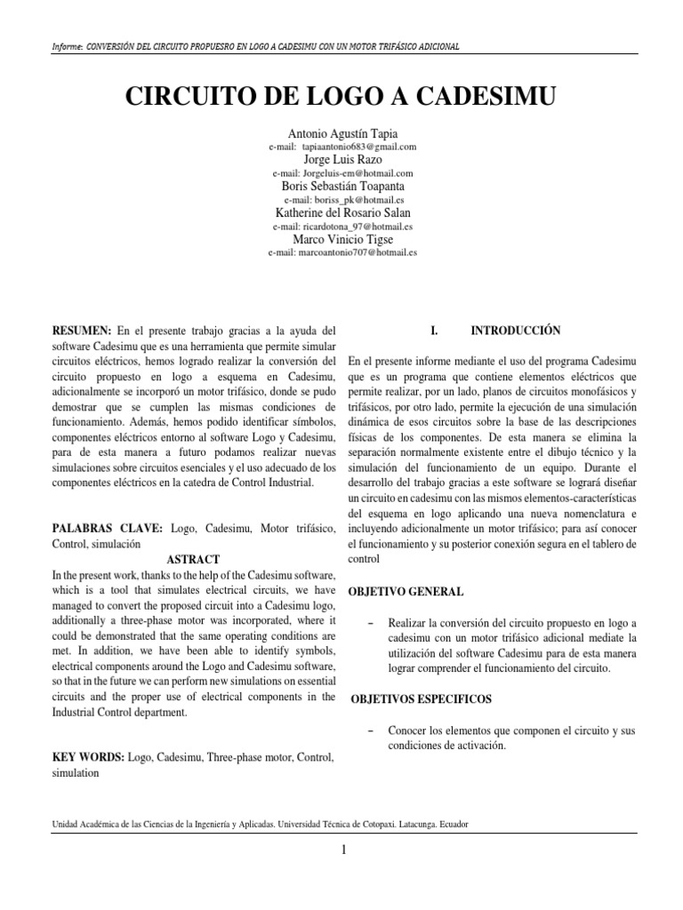 Inf. Logo - A Cadesim | PDF | Corriente eléctrica | Fusible (Eléctrico)